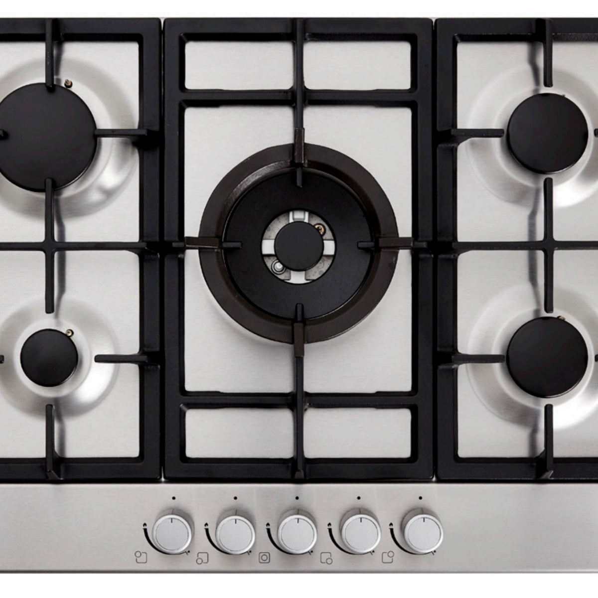 Euromaid GF7FS1 70cm Stainless Steel 5 Burner Gas Cooktop - 18MJ Wok B ...