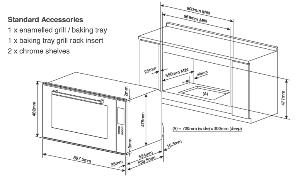 Venini VO90S 90cm 8 Function Electric Multifunction Black Glass Oven ...