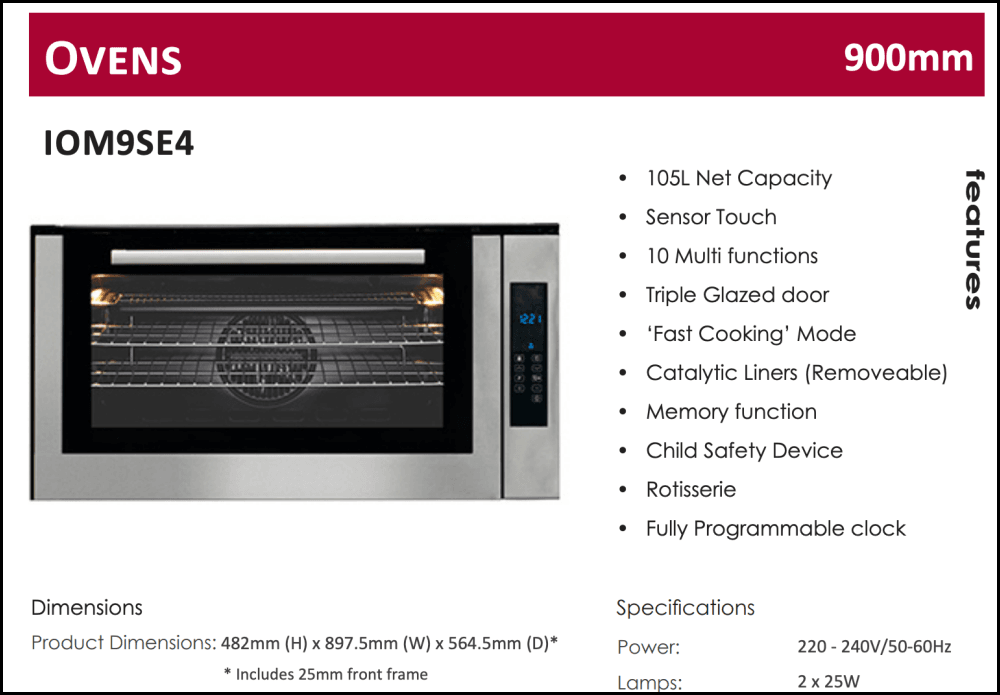 IAG IOM9SE4 90cm Stainless Steel Electric Touch Control Oven – SA ...